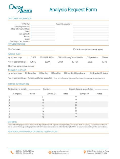 Fillable Online Analysis Request Form Fax Email Print Pdffiller