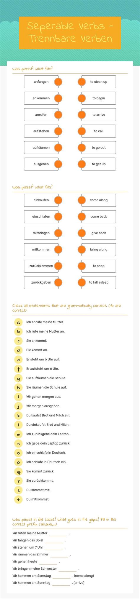 Master German Trennbare Verben Practice Separable Verbs And Prefixes
