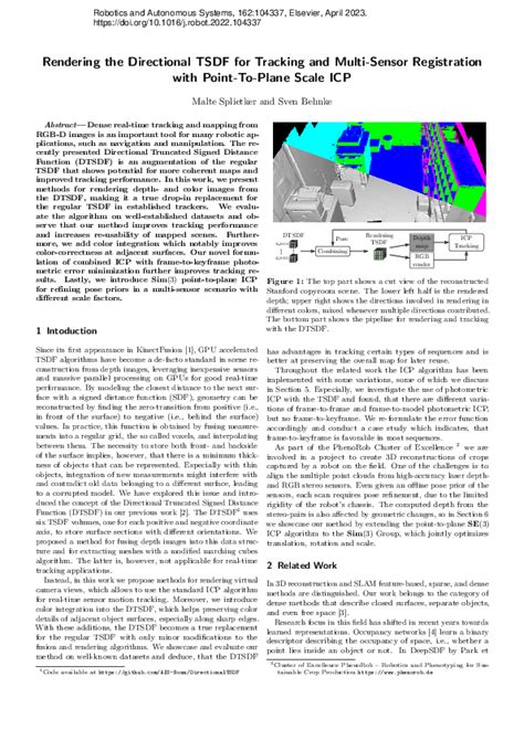 Pdf Rendering The Directional Tsdf For Tracking And Multi Sensor Registration With Point To