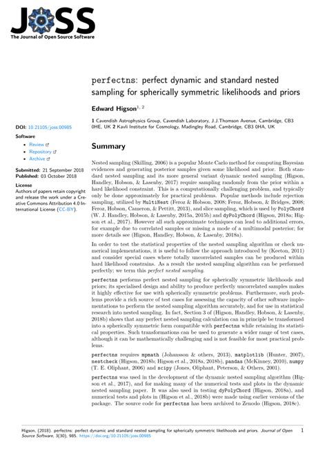 Pdf Perfectns Perfect Dynamic And Standard Nested Sampling For Spherically Symmetric