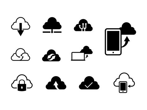Simple Set Of Computer Cloud Related Vector Icons Contains Such Icons As Data Synchronisation