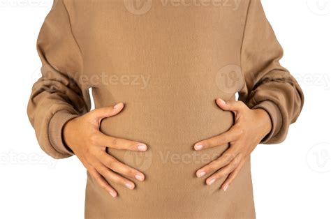Pregnant Woman Holding Belly With Both Hands 24867366 Png