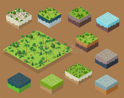 Isometric Vector Trees Elements Landscape Stock Illustrations 444 Isometric Vector Trees