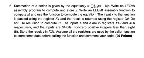 Solved 6 Summation Of A Series Is Given By The Equation Y