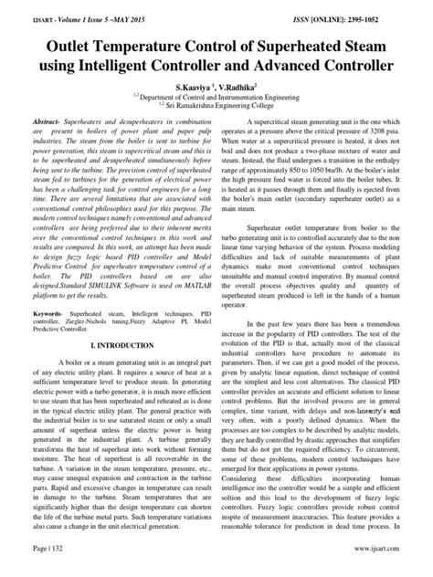 Outlet Temperature Control Of Superheated Steam Using Intellegent Controller And Advanced