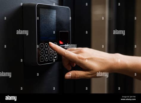 The Woman Enters The Code And Opens The Door Modern Keyless Entry Lock Stock Photo Alamy