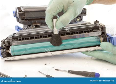 Hands Cleaning Toner Cartridge Stock Images Image
