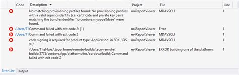 Xcode IOS Remotebuild Fails When Trying To Build Apache Cordova Application On Device Stack