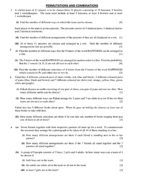 Math Exam Prep Permutations And Combos Pdf