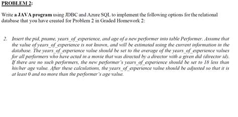 Problem 2 Write A Java Program Using Jdbc And Azure