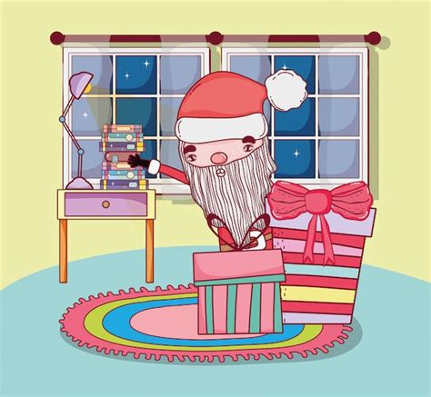 Premium Vector Cute Christmas Santa Claus With T Present