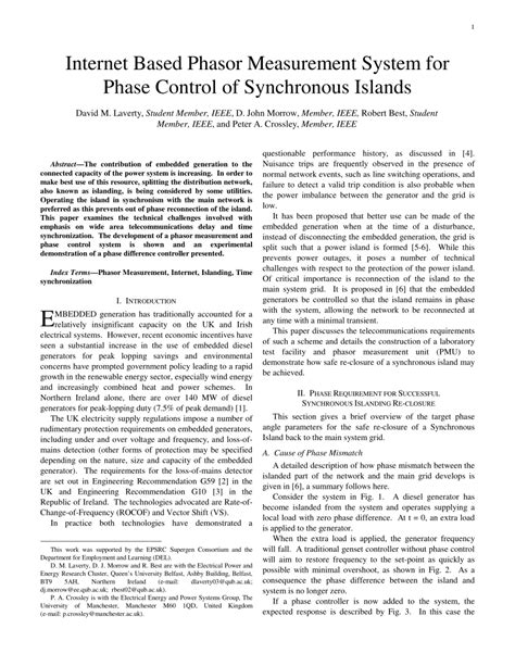 Pdf Internet Based Phasor Measurement System For Phase Control Of