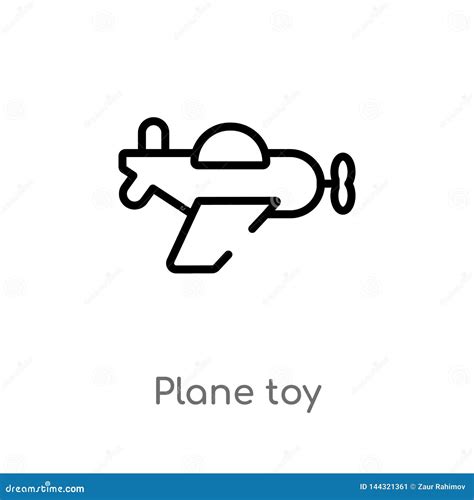 Outline Plane Toy Vector Icon Isolated Black Simple Line Element Illustration From Toys Concept