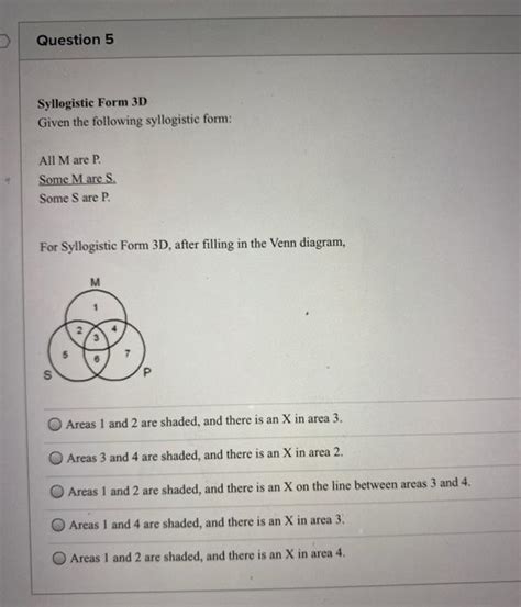 Solved Question Syllogistic Form ID Given The Following Chegg Com