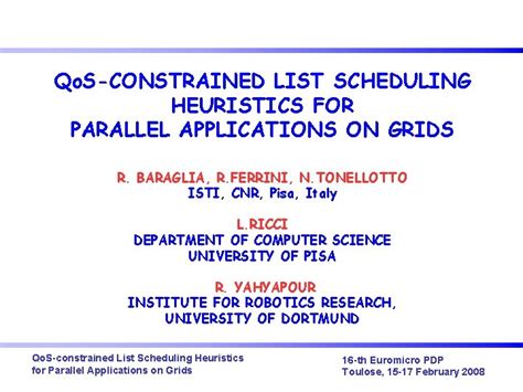 Qo Sconstrained List Scheduling Heuristics For Parallel Applications