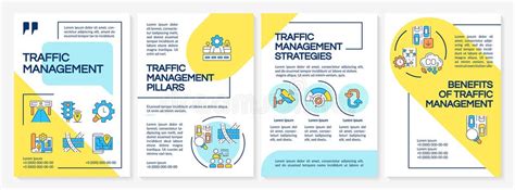 Traffic Management Blue And Yellow Brochure Template Stock Vector Illustration Of