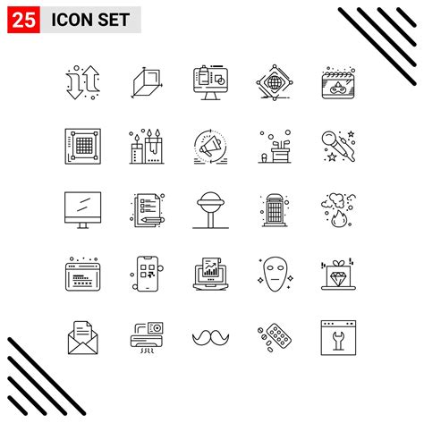 Set Of 25 Commercial Lines Pack For Mask Calendar Data Web Internet Editable Vector Design
