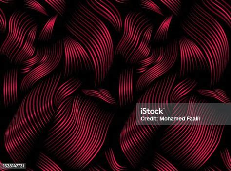 패브릭 및 섬유 인쇄 스포츠 저지 질감 포장지 배경 및 포장 웹 배너를 위한 검은색 배경에 매끄러운 곡선 리본 추상 패턴 벡터