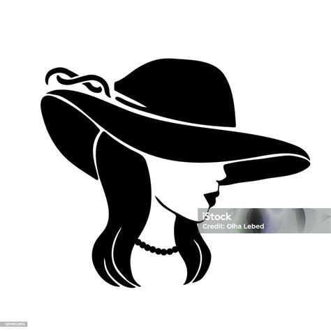 흰색 배경에 우아한 모자를 쓴 초상화 여성 뷰티 로고 디자인 아름다운 여성의 벡터 일러스트레이션 검은색에 대한 스톡 벡터 아트 및 기타 이미지 Istock