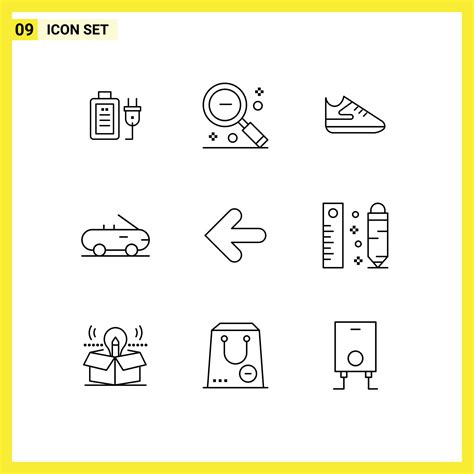 Pictogram Set Of 9 Simple Outlines Of Point Back Arrows Ui Arrow Cabriolet Editable Vector