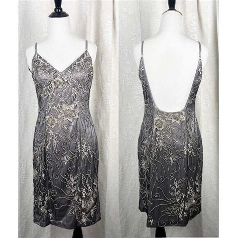 Sue Wong Dresses Sue Wong Nocturne Beaded Slip Dress Exposed Back