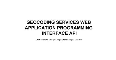 Geocoding Services Web Application Programming Interface Api By