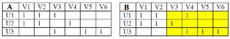 canonical matrix a left and non canonical one b right describing