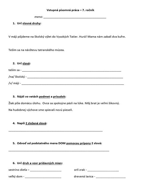 Sjl Vstupny Test 7 Rocnik Pdf