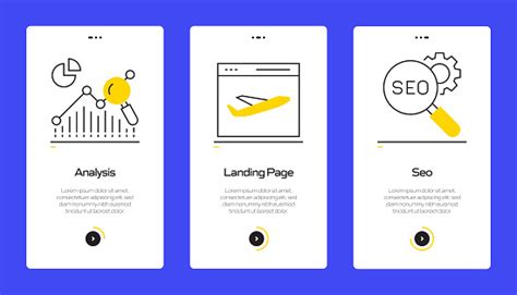 평면 아이콘이 있는 인바운드 마케팅 컨셉 온보딩 모바일 앱 페이지 화면 Ux Ui 디자인 템플릿 벡터 일러스트레이션 0명에 대한 스톡 벡터 아트 및 기타 이미지 Istock