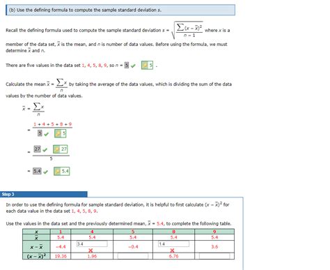 solved b use the defining formula to compute the sample