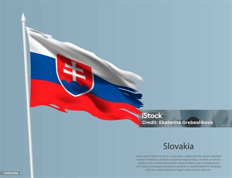 슬로바키아의 누더기 국기 파란색 배경에 물결 모양의 찢어진 천 3차원 형태에 대한 스톡 벡터 아트 및 기타 이미지 3차원 형태 개체 그룹 국가 관광명소 Istock