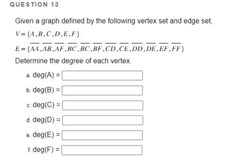 Solved Given A Graph Defined By The Following Vertex Set And Chegg
