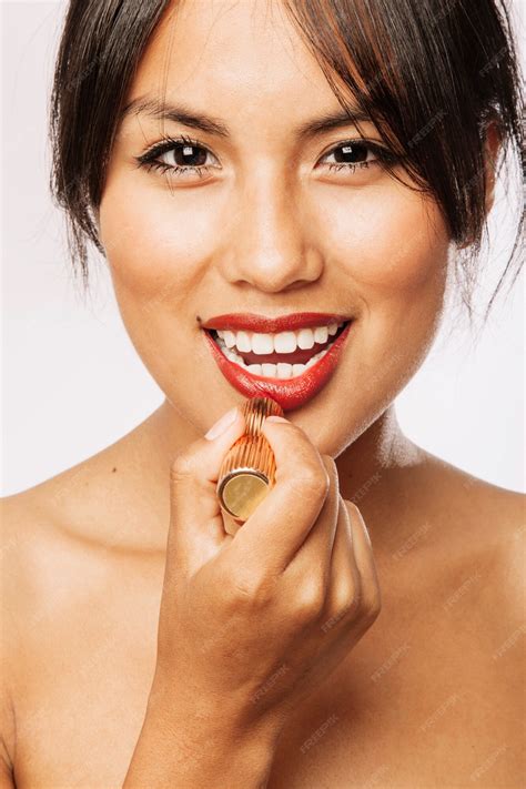 Free Photo Smiley Model With Red Lips
