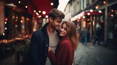 Premium Photo Guy And Girl Hugging And Smiling