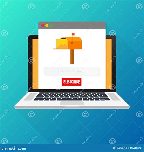 Email Subscribe Online Newsletter Vector Template With Mailbox And