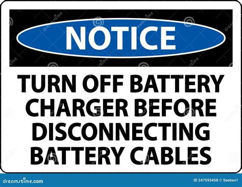 Notice Turn Off Battery Charger Sign On White Background Stock Vector Illustration Of
