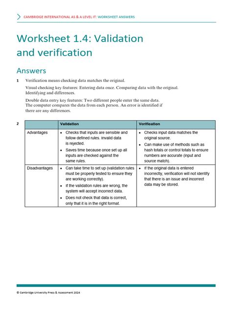 Worksheet 14 Validation And Verification Answers Pdf
