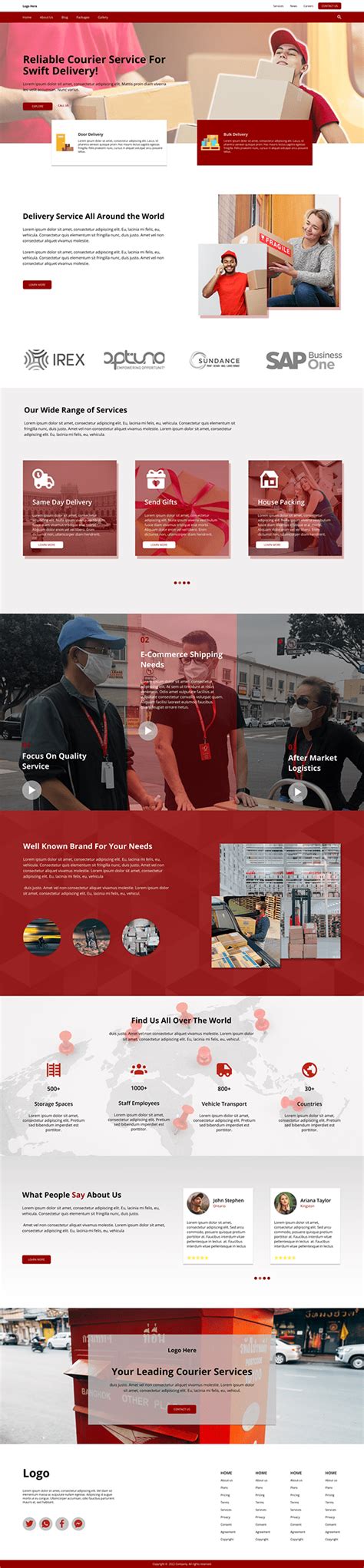 Delivery Courier Website UI UX Design Behance