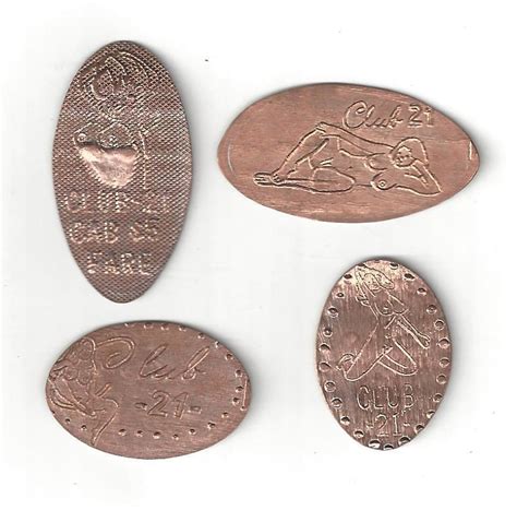 4 Vintage Nude Woman Lady Elongated Pressed Penny Cent Good For Trade