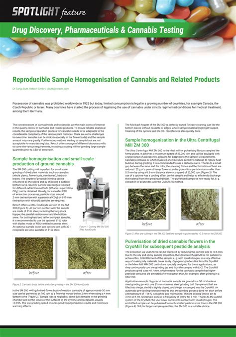 Pdf Reproducible Sample Homogenisation Of Cannabis And Related Products