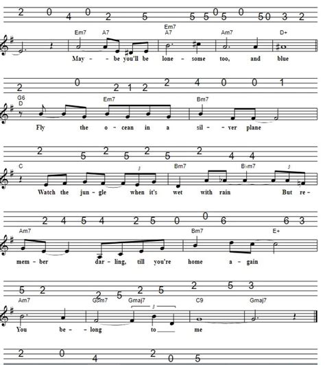 You Belong To Me Piano Sheet Music With Guitar Chords Tenor Banjo Tabs