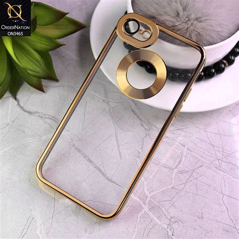 Iphone Se 2022 Cover Golden Soft Color Borders Logo Hole With Came