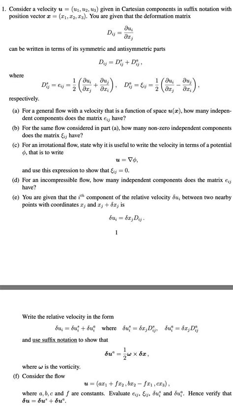 1 Consider A Velocity U U1 U2 U3 Given In