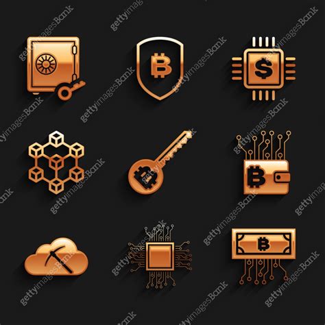 Set Cryptocurrency Key Processor Bitcoin With Circuit Wallet Cloud Mining And Blockchain