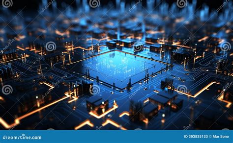 Connected Microchips With Circuit Diagram Background Generate Ai Stock