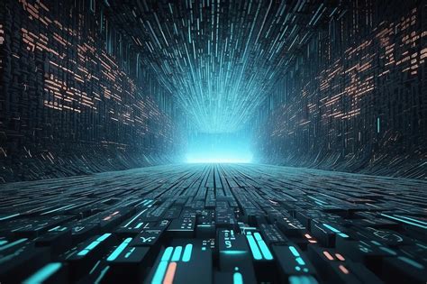 Premium Photo Infinite Flight Among Binary Code In A Chaotic Technological Space 3d Illustration