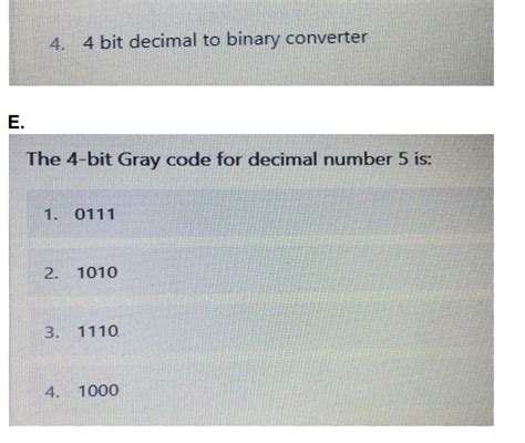 4 4 Bit Decimal To Binary Converter E The 4 Bit Gray Code For Decimal