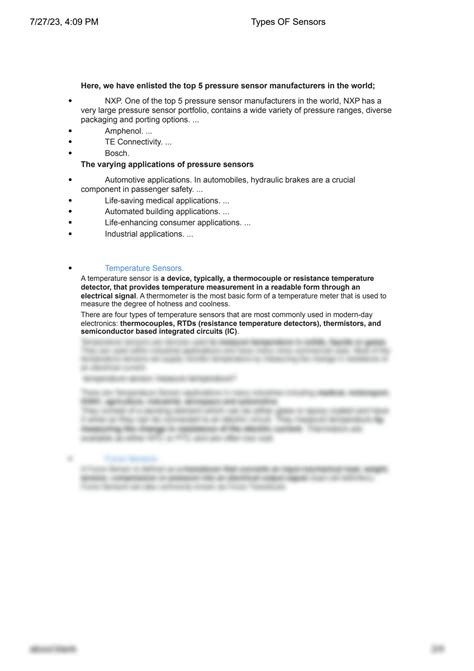 Solution Types Of Sensors Computer Architectures And Artificial