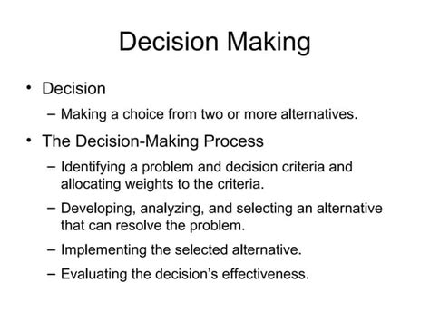 Decision Making Class Ppt