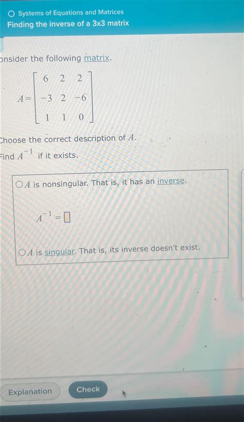 Solved Systems Of Equations And Matrices Finding The Inverse Chegg Com